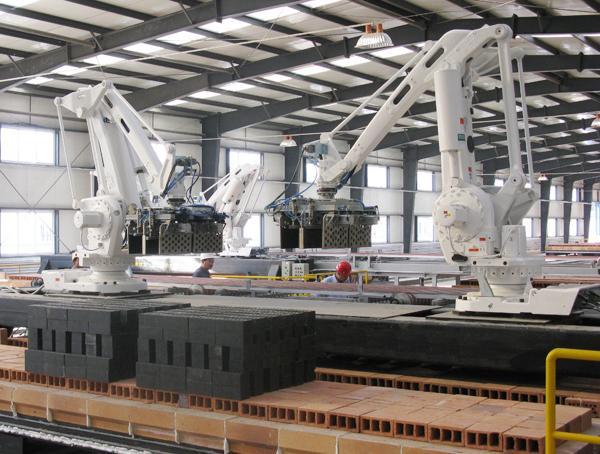 Auto Hollow Clay Brick Production Line Robot Block Stacking Machine